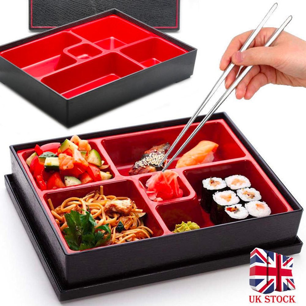 Terrific Japanese Bento Box – Premium 5-Compartment Lunch Box, Red ...