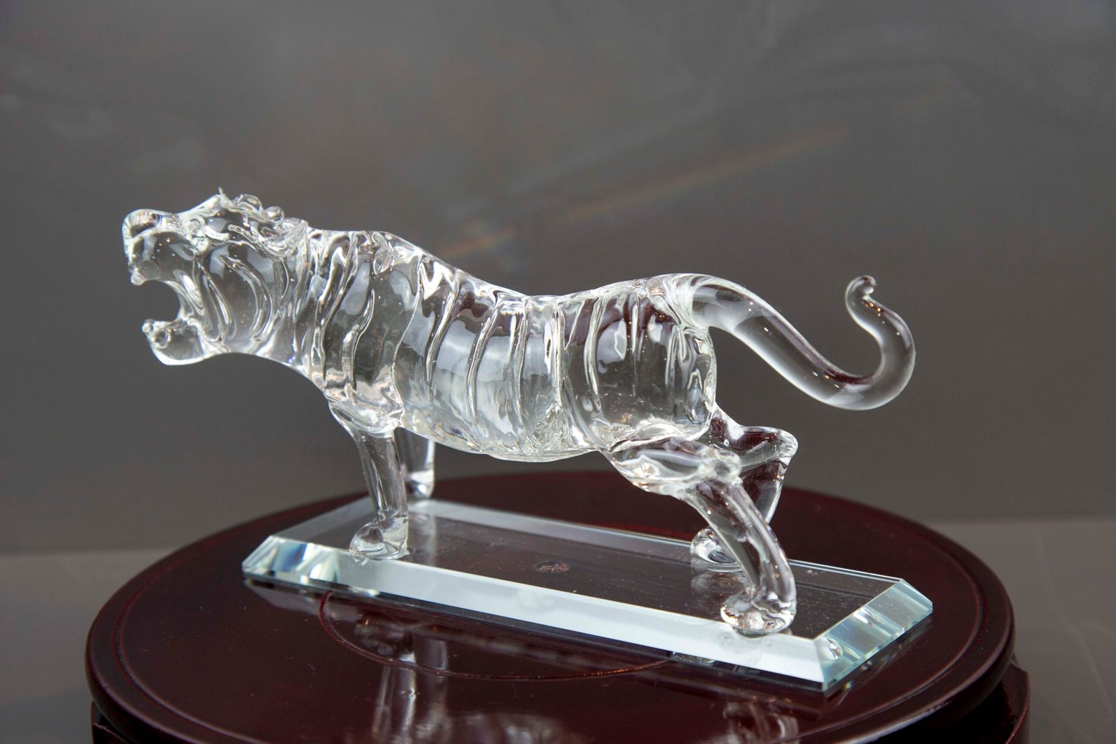 Fierce Crystal Glass Tiger Figurine on Glass Base KOKOPRIME Feng Shui ...